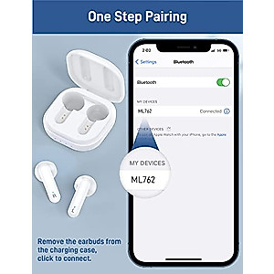 True Wireless Earbud 5.0 Bluetooth Headphones for iPhone 14 Pro Max,Touch Control Premium Stereo Sound Cordless in-Ear Earphones with Microphone Charging Case for iPhone 13 12 11 Samsung S23 Ultra S22
