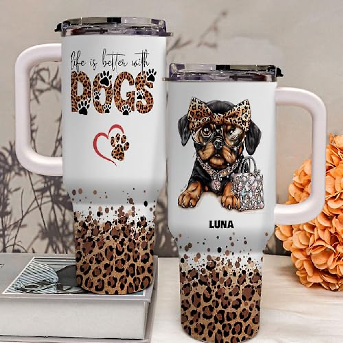 Personalized Dog Tumber with Rottweiler Dog’s Name – Custom Cup for Dog Moms, Ideal Gift for Women, Girlfriend, Best Friend, Christmas Gifts ip1YhR