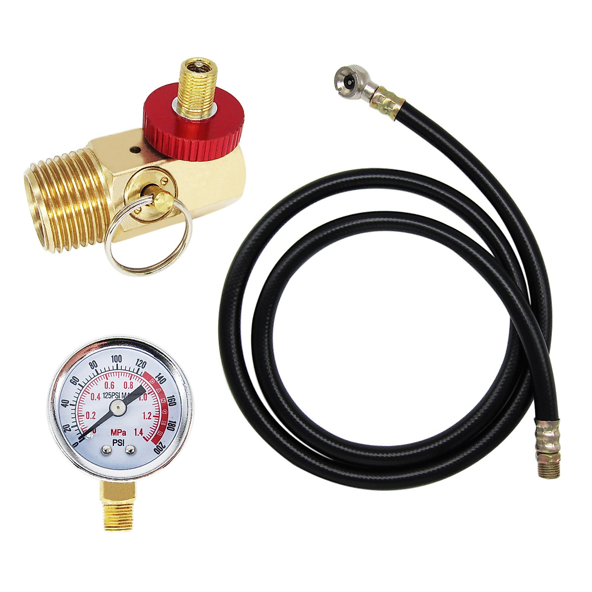 JIAXIMAN Air Tank Valve Kit with Gauge, Safety Valve Manifold and 4 Feet Air Tank Hose Assembly for Portable Air Tank