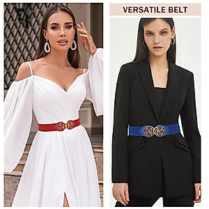 Wriidy Stretch Belt Black Flower Elastic Belt Women Fancy Girls Waist Accessories for Dress