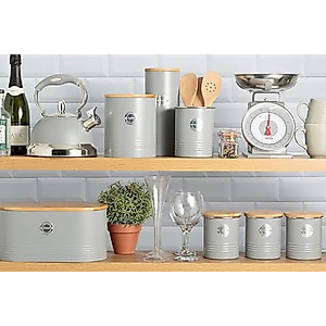 Typhoon Living Pasta Storage Canister with Bamboo Lid, Grey, 2.5 Litre