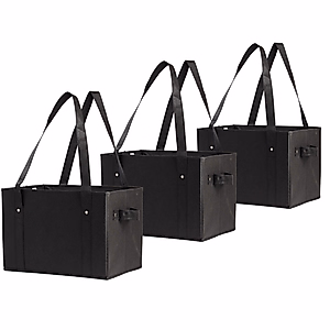 Earthwise Deluxe Collapsible Reusable Shopping Box Grocery Bag Set with Reinforced Bottom Storage Boxes Bins Cubes (Set of 3) (Green/Turq/Purple)…