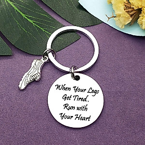 Funny Fitness Gym Gift Keychain Workout Gift Runners Gift for men Women Inspirational Gift Gym Trainer Jewelry When Your Legs Get Tired,Run with Your Heart Key Chain Keyring Workout Jewelry