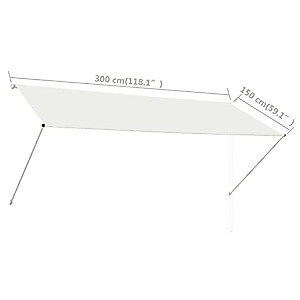 vidaXL Retractable Awning Outdoor Garden Terrace Patio Home Window Sunshade Sun Screen Protection Side Awning Blind 118.1"x59.1" Cream
