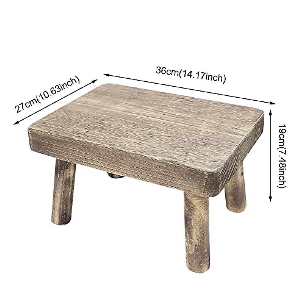 Adult Wooden Step Stool - Very Sturdy, Great Kids Step Stool Perfect for High Beds, Reach High Places in Kitchen, Bathroom, Closet, Sink, Lightweight (14.17x10.63x7.48inch)