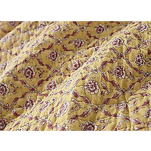 Chezmoi Collection Delaney 1-Piece Floral Patchwork Pre-Washed 100% Cotton Quilted Reversible Throw Blanket