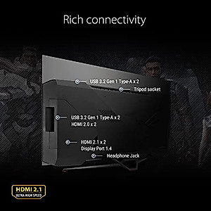 ASUS ROG Swift 47.5” 4K OLED Gaming Monitor (PG48UQ)- UHD (3840 x 2160), 138Hz, 0.1ms, HDMI 2.1, True 10 bit, DCI-P3 98%, G-SYNC Compatible, DisplayPort, USB, Console Ready, Remote Control, Anti-Glare