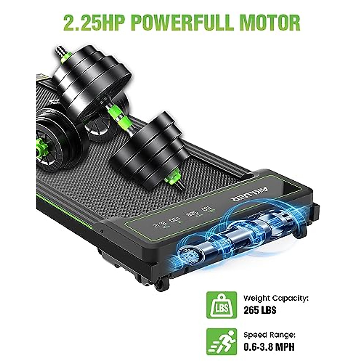 Walking Pad, AKLUER 2 in 1 Walking Pad Treadmill, 2.25 HP Under Desk Treadmill with 265 Weight Capacity, Portable Walking Treadmill for Home, Office, Light Weight Electric Walking Jogging Machine