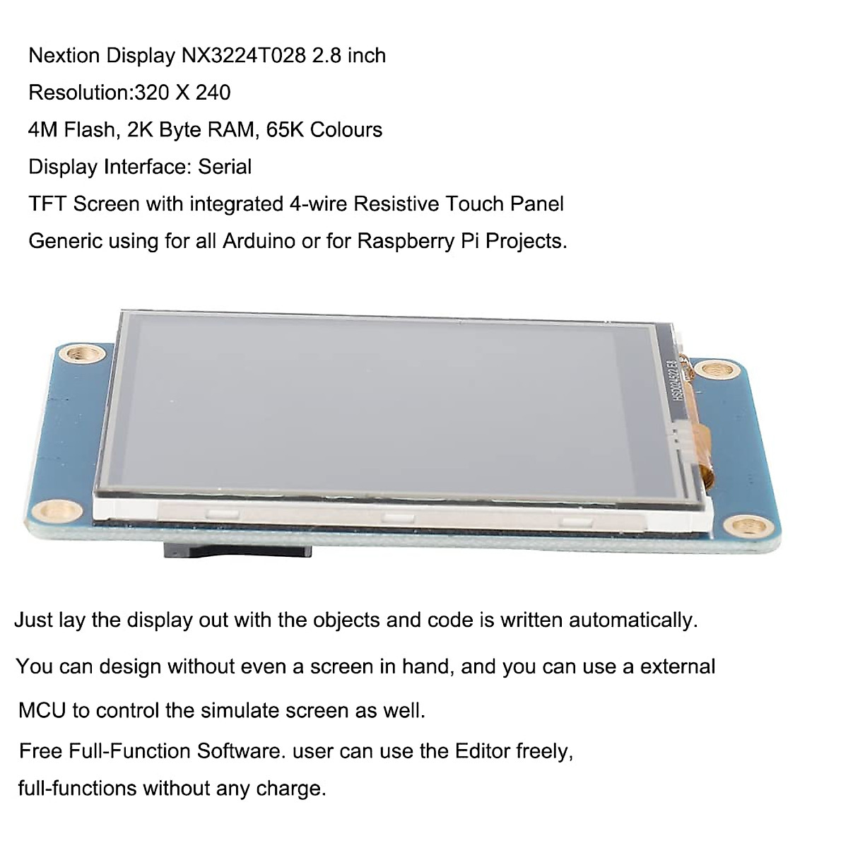 Ferwooh Nextion Basic Display 2.8'' NX3224T028 2.8inch TFT Resistive Touch Screen Panel 320X240 UART HMI LCD Display Module