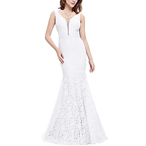 Ever-Pretty Womens Plus Size Elegant Lace Floor Length Sleeveless Prom Dress 22 US White