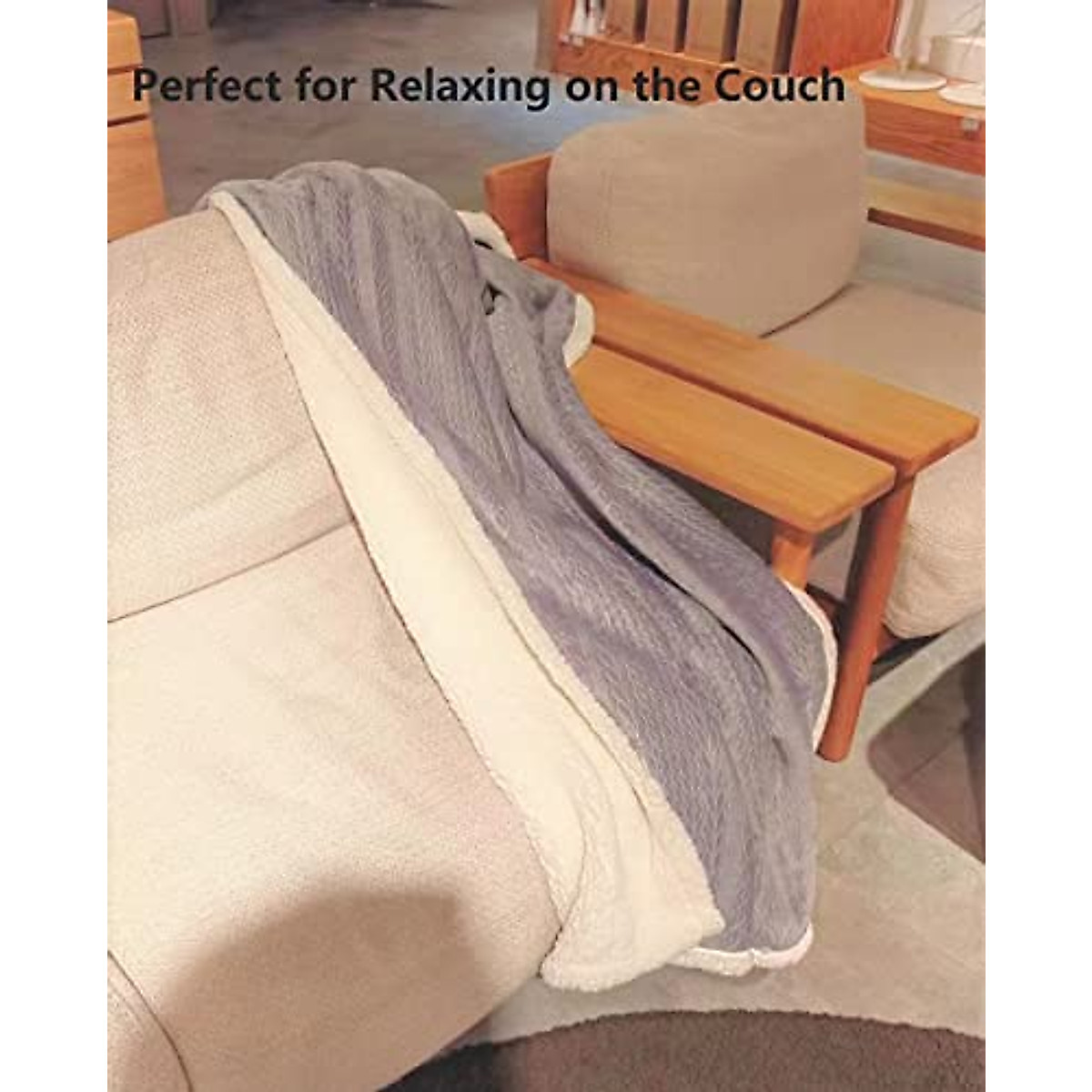 Brilliant JJJJ Sherpa Fleece Throw Blanket for Couch – Grey Fuzzy Warm Soft Blankets and Throws for Sofa, 39x60 Inches