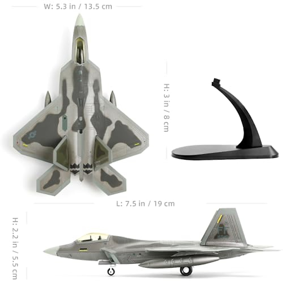 NUOTIE F-22 Raptor 1/100 Scale Diecast Metal Fighter Jet Model Stealth Combat Airplane Air Force Aircraft Alloy Model with Stand for Adult Military Collections or Gift (FF 03049)