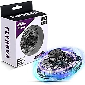 Flying Spinner, Flying Fidget Spinner with LED Lights, Kids Drone Flying Spinner,Mini Drone with USB Rechargeable for Fun Indoor Outdoor (Black)