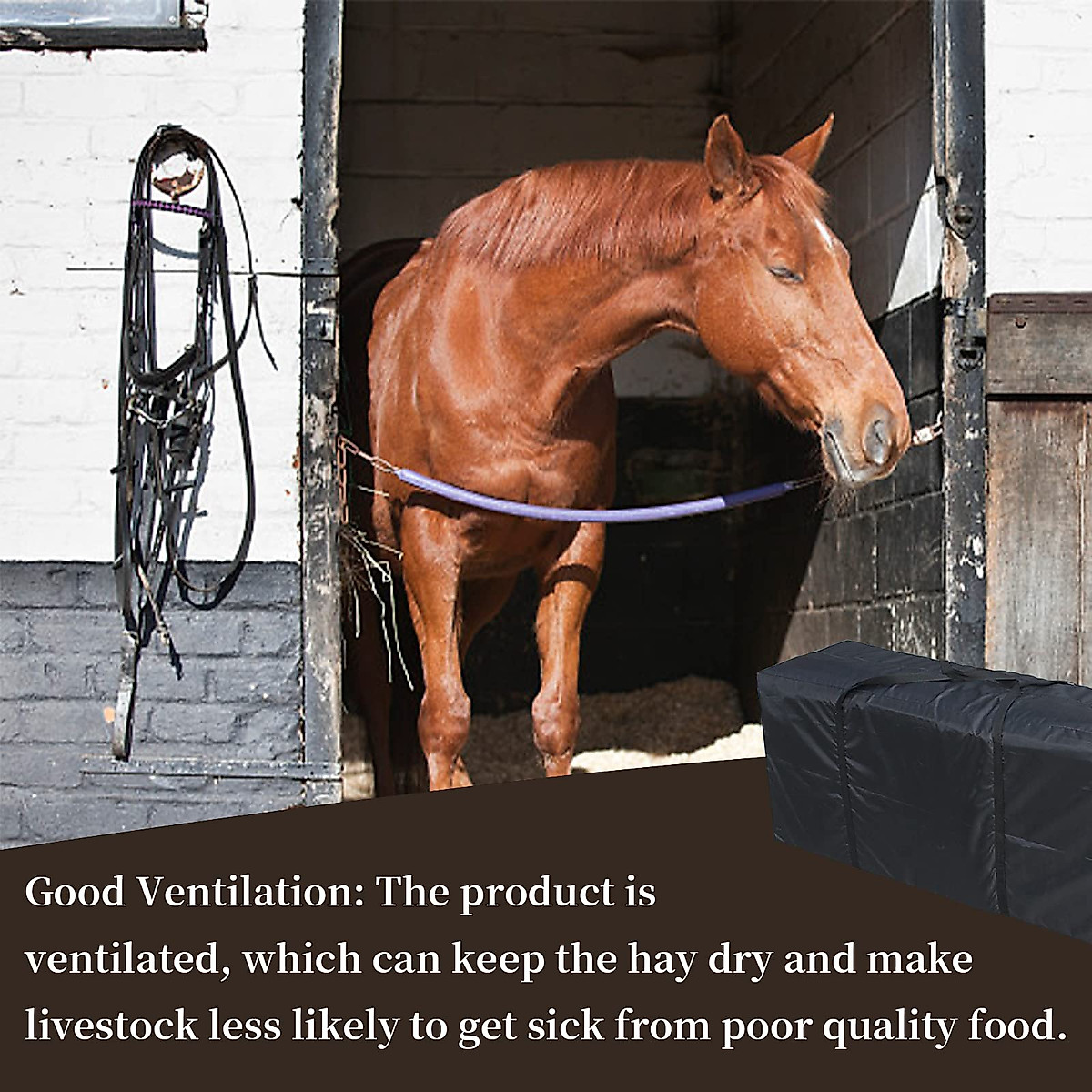 POTRAS Large Hay Bales Storage Bag: 420D Tote Waterproof Collapsible Bag Hay Bale Tote Bag with Zipper, 46Inch Durable Hay Bags for Horses and Livestock