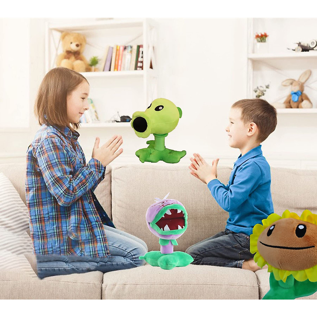 JHESAO 3 PCS PVZ Plush Zombies Plants Sets Toy Peashooter, 1 2 Stuffed Soft Chomper Doll, Sunflower PVZ Figure Doll New