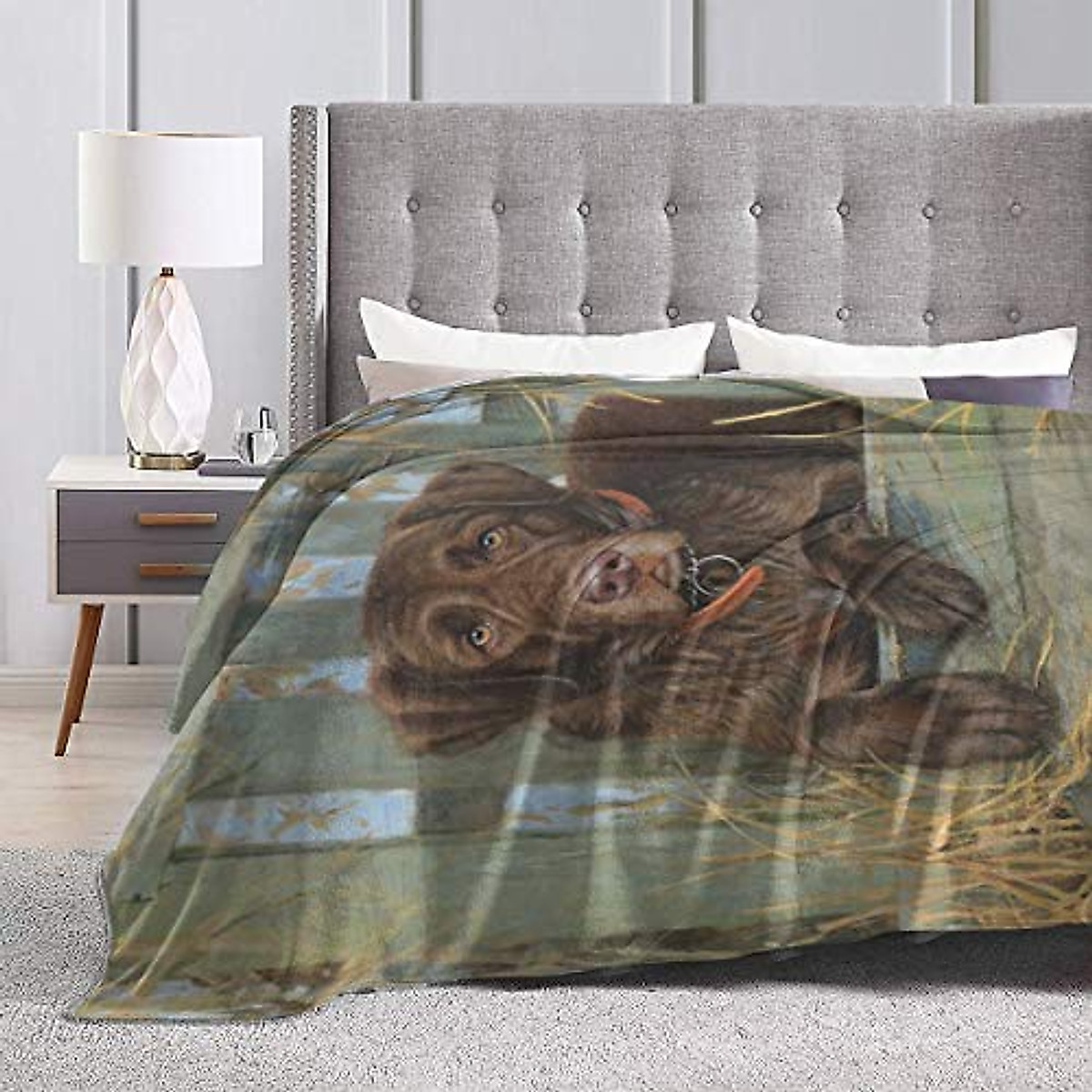 Yulimin Labrador Dog Lab Chocolate Cute Full Fleece Throw Cloak Wearable Blanket Nursery Bedroom Bedding Decor Decorations Queen King Size Flannel Fluffy Plush Soft Cozy Comforter Quilt