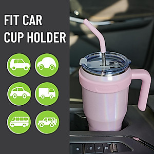 Zenbo 40 oz Glitter Tumbler with Handle, Leak-Proof Lid & Straw - Stainless Steel Insulated Cup, Keeps Cold for 34 Hrs, Car Cup Holder Compatible, Dishwasher Safe, BPA Free