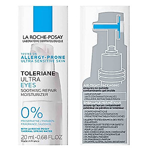 La Roche-Posay Toleriane Dermallergo Eye Cream Soothing Repair Moisturizer, Soothes and Comforts Sensitive Skin, Allergy Tested, Fragrance Free, Alcohol Free, Formerly Toleriane Ultra Eyes