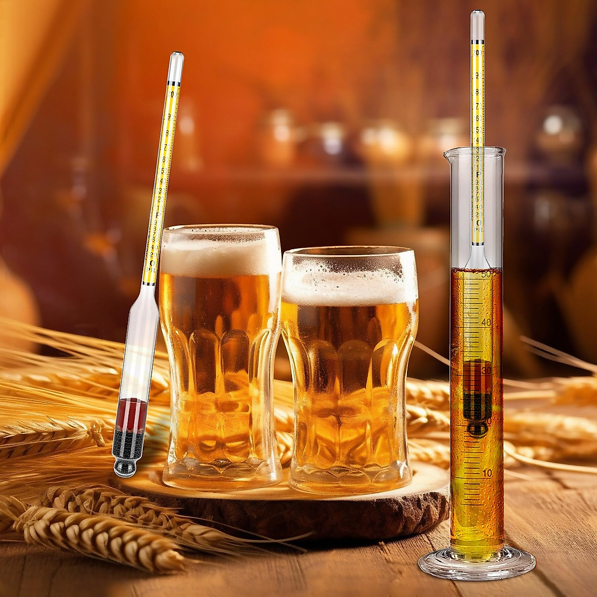 4Pcs Alcohol Hydrometer, Alcohol Meter for Distilling Alcohol 0-200 Proof & 0-100 Tralle, Alcohol Proof Tester for Beer Wine Cider Mead Making