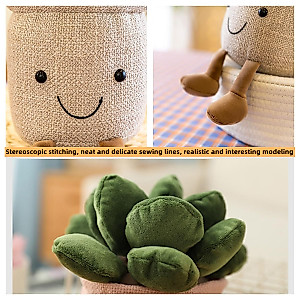 XZJMY 1Pack Succulents Plush Toy,Potted Plant Stuffed Plush Pillow Decoration,Cute Plants Plush Toy, Plush Toy Gift for Kids Girls (Khaki,Succulents)