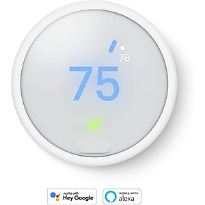 Google Nest Thermostat E - Programmable Smart Thermostat for Home T4000ES - 3rd Generation Nest Thermostat (Frosted White)- Compatible with Alexa