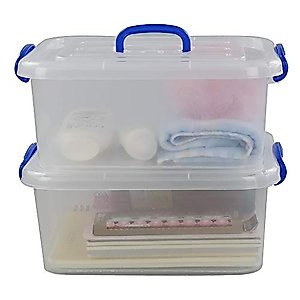 Morcte 8 Liter Clear Latching Box, Plastic Storage Bin with Handle, 2-Pack
