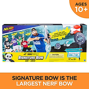 Dude Perfect Signature Bow Nerf Sports Biggest Nerf Bow with 2 Nerf Whistling Arrows For Kids, Teens, and Adults