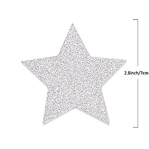 Glitter Silver Paper Star Hanging Garland - Twinkle Star Banner for Baby Shower Backdrop, Birthday Party Wall Decoration, 2.8", Totally 23 ft/7m