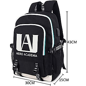 Roffatide Anime My Hero Academia Backpack Luminous Printed College School Bag Laptop Backpack with USB Charging Port & Headphone Port