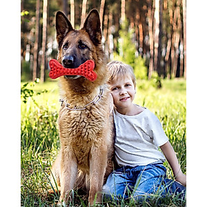 German Shepherd Dog Chew Toys for Aggressive Chewers,Indestructible Beef Flavored Tough Durable Dog Bone Toy Natural Rubber Teeth Cleaning Chews for Large/Medium Dogs