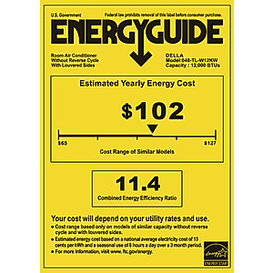 DELLA 12000 BTU 115V/60Hz Energy Saving Window Air Conditioner, Whisper Quiet AC Unit with Smart Controls, Remote, Dehumidifier, Fan, Cools Up to 450 Square Feet