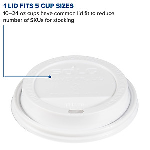 SOLO TLP316-0007 White Traveler Lid for SSP and Bare Paper Hot Cup - 2 Packs of 100 (200 Lids Total)