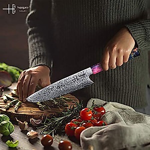 Damascus Chef Knife Gyuto Hajegato Unique One Of Kind Handle Professional 8 Inch Japanese Chefs Kitchen Knife Vg10 67 Layers Damascus Steel Knive with Sheath