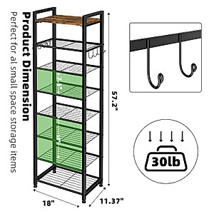 Simple Trending 8 Tiers Shoe Rack 16 Pairs Tall Wooden Plank Shoe Shelf with Hooks for Closet Entryway Organizer Sturdy Free Standing Shoe Storage Cabinet，Black