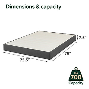 ZINUS Upholstered Metal and Wood Box Spring, 7.5 Inch Mattress Foundation, Easy Assembly, Fabric Paneled Design, King