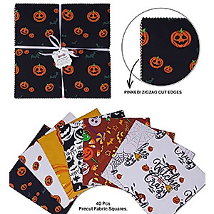 Soimoi Precut 10-inch Halloween Prints Cotton Fabric Bundle Quilting Squares Charm Pack DIY Patchwork Sewing Craft- Multicolor