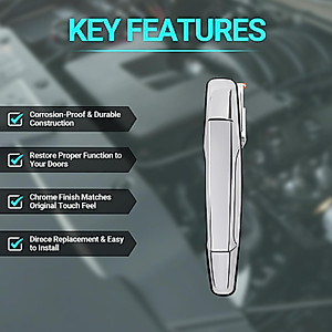 MNJWS Exterior Chrome Door Handle, Rear Passenger Side, Compatible with 2007-2014 Chevy Silverado Suburban Tahoe GMC Sierra Yukon Cadillac Escalade, Replace 22738726 84053450 80547