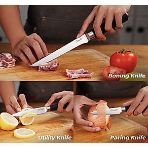 ciwete Chef Knife Set, 6-Piece Kitchen Knife Set with Upgrade 3CR13 Stainless Steel Ultra Sharp Blades, Knives Set with Well Balanced Wood Handle, Chefs Knife Set with Gift Box