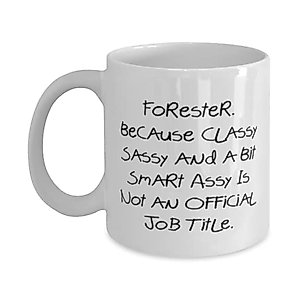 Joke Forester Gifts, Forester. Because Classy Sassy and a Bit Smart Assy, Unique Idea Birthday 11oz 15oz Mug Gifts For Coworkers, Forest green cup, Coffee mug, Tea cup, Travel mug, Water bottle
