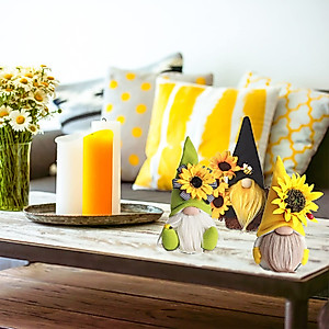 BERNIE ANSEL 2 Pcs Sunflower Gnome,Summer Gnomes Flannelette Doll, Spring Gnomes Plush, Spring Cute Faceless Doll Tomte Nisse Elf Bee Festival Home Farmhouse Kitchen Decor