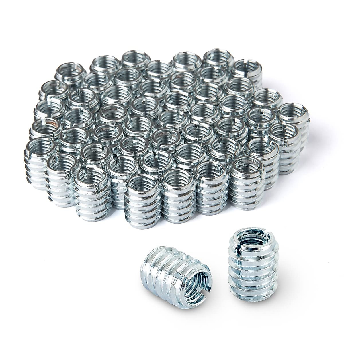 POWERTEC 50 Pcs 3/8”-16 Threaded Inserts for Wood | Nut inserts, Wood Inserts, Screw Inserts for Wood, Suitable for Hardwood, Softwood, Plywood, Woodworking and Wood Furniture | 18mm Length (QTI1004)