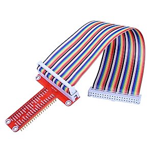 Kuman RPi GPIO Breakout Expansion Board + Ribbon Cable + Assembled T Type GPIO Adapter 20cm FC40 40pin Flat Ribbon Cable for Raspberry Pi 3 2 Model B & B+ SC05