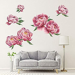 Large Peony Wall Decal Wall Sticker, Home Decor 40CM x200CM, Peel and Stick Removable Giant Wall Stickers Wall Mural for Kids Nursery Bedroom Living Room