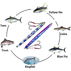 Speed Knife Jigs 300g 10oz Pink/Blue w/Silver Zebra Glow 3 Pieces