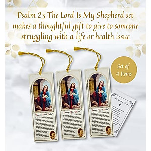 Psalm 23 Bookmark - with The Lord's Prayer | 3 Psalms 23 The Lord is My Shepherd Bookmark, Scripture Prayer Card Set | Total 4 Items