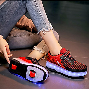 AIkuass Roller Shoes USB Rechargeable Wheely Shoe LED Light Up Skate Shoes Breathable Sport Sneakers for Boys Girls Christmas Thanksgiving Gifts