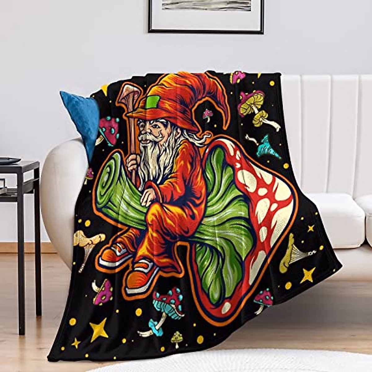 Magic Mushroom Blanket Gifts, 60"*80" Flannel Throw Blanket, Soft Warm Fuzzy Fluffy Plush Blankets for Women Men, for Sofa Couch Bed Travel Room Decor