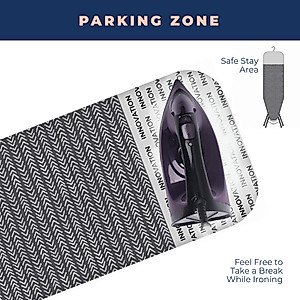 Happhom Ironing Board, Compact and Space Saver Iron Board, Safety Ironing with Park Zone and 4 Layers Extra Thick Cover, Patented Lock System for Foldable Leg, Easy Storage with Smart Hanger (13x43)