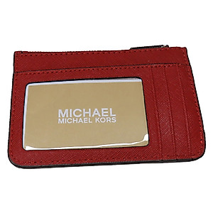 Michael Kors Jet Set Small Top Zip Coin Pouch with ID Holder - Saffiano Leather (Red)