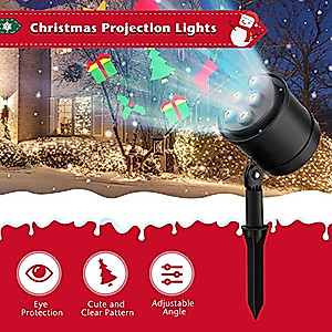 Goplus Christmas Projector Lights, Rotating Projection Lamp with 65° Adjustable Angle, Lawn Stake, Water Proof Landscape Decorative Lighting for Christmas, Holiday, Party, Garden